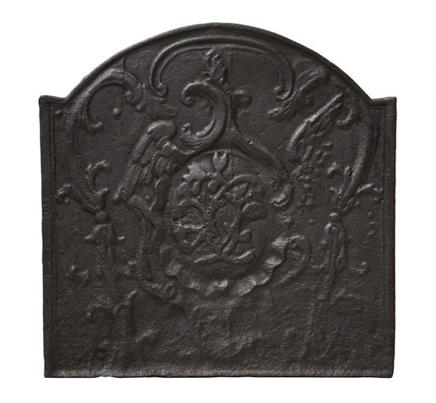 Antique cast iron fireback with monogram - Firebacks